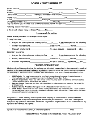Fillable Online New Patient Packet - Orlando Urology Associates Fax ...