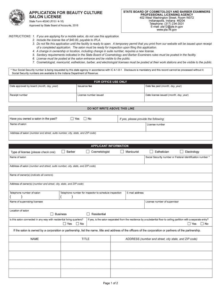 Fillable Online forms in APPLICATION FOR BEAUTY CULTURE SALON LICENSE ...