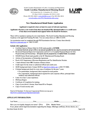 Fillable Online llr sc Retail Dealer Update/Renewal Application - LLR ...