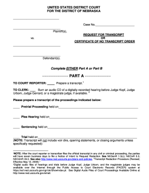 Fillable Online Request for Transcript or Certificate of No Transcript ...