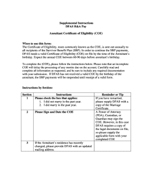 Fillable Online dfas Supplemental Instructions DFAS R&amp;amp;A Pay ...