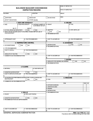 Fillable Online gsa Buildings manager concessions inspection record ...