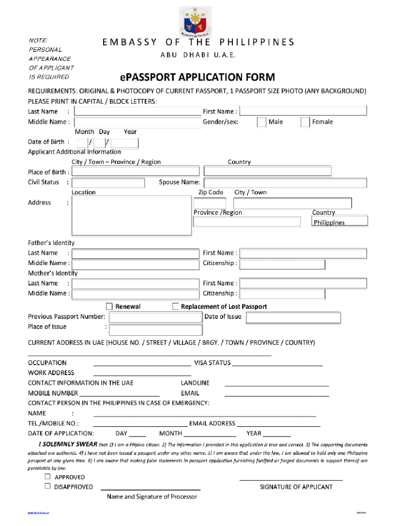Passport Renewal Form Abu Dhabi Fill Online Printable Fillable 
