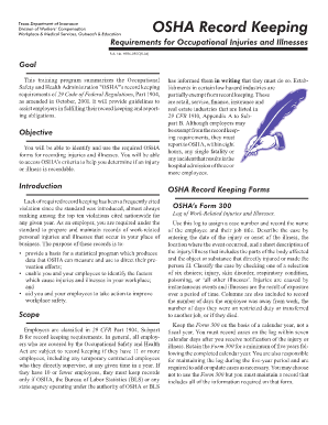 Fillable Online tdi texas OSHA Record Keeping - Texas Department of ...