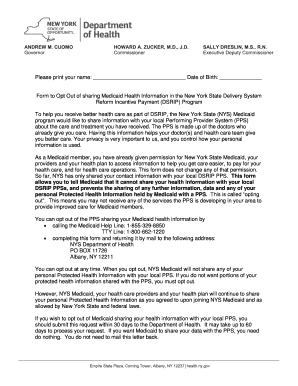 Fillable Online health ny English Opt-Out Consent form Fax Email Print ...