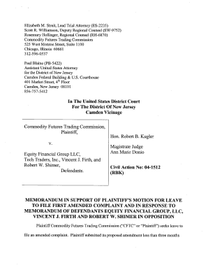 Fillable Online cftc Brief in Support of Amended Complaint - cftc Fax ...