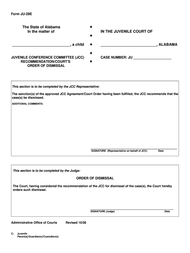 Fillable Online eforms alacourt JCC Recommendation, Court's Order of ...