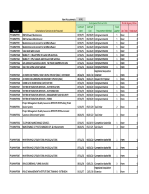 Fillable Online New Procurements NYPD Contract Start Contract End ...