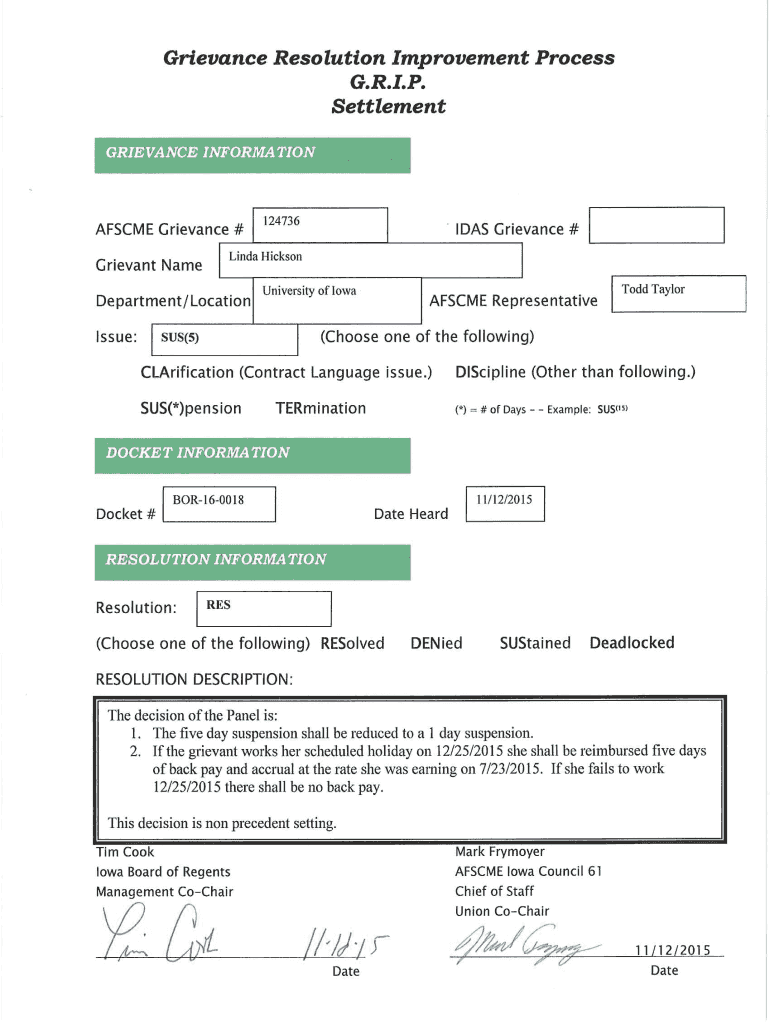 Fillable Afscme Grievance Form - Printable Forms Free Online