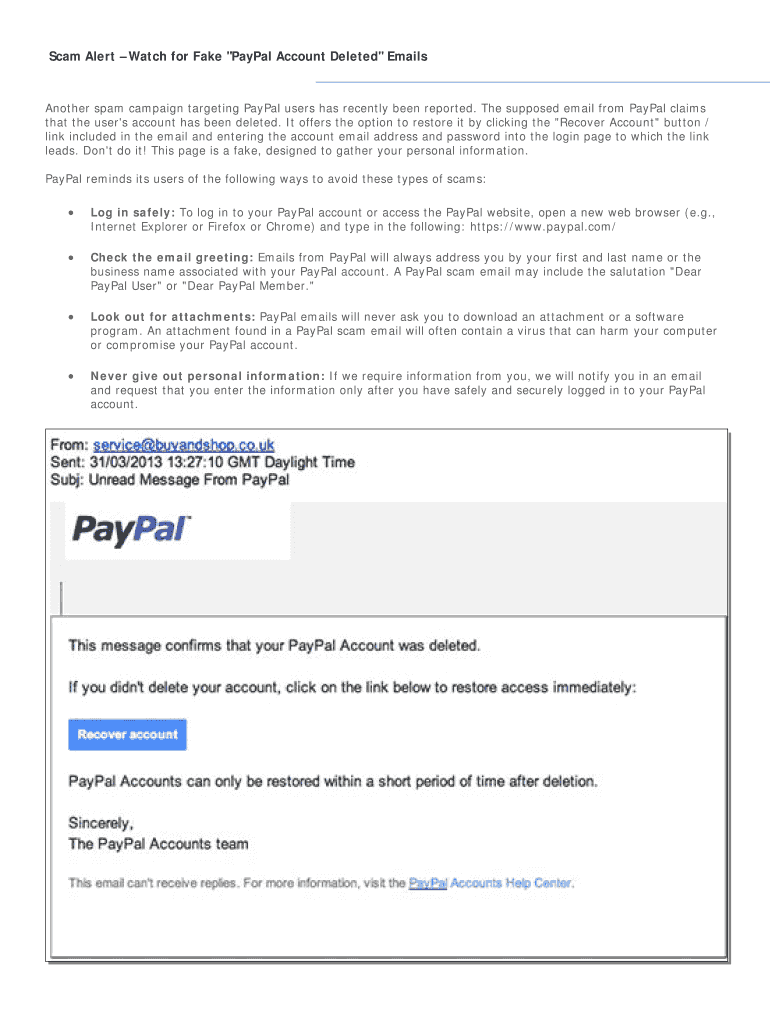 Fillable Online lancaster ne Scam Alert Watch for Fake "PayPal Account ...