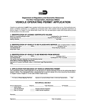 Fillable Online miamidade VEHICLE OPERATING PERMIT APPLICATION Fax ...