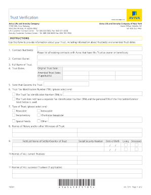 Fillable Online new york insurance department exam and aviva life and ...