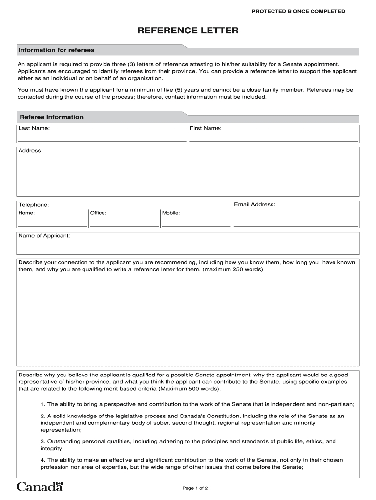Fillable Online Reference letter - Canada.ca Fax Email Print - pdfFiller