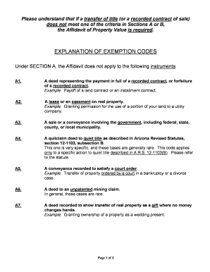 Fillable Online coconino az Explanation of exemption codes - Coconino ...