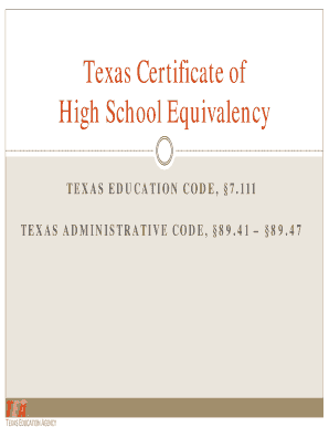 Fillable Online Texas Certificate of High School Equivalency Fax Email ...