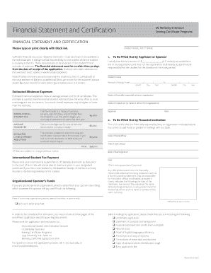 Fillable Online extension berkeley Financial Statement and ...