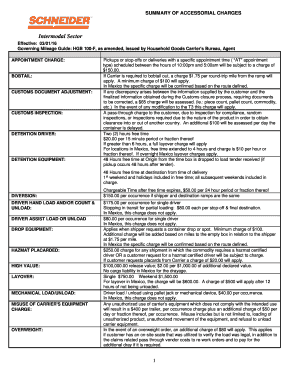 Fillable Online SUMMARY OF ACCESSORIAL CHARGES Fax Email Print - pdfFiller