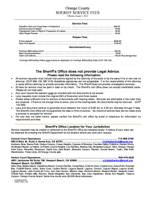 Fillable Online Orange County SHERIFF SERVICE FEES Fax Email Print - pdfFiller