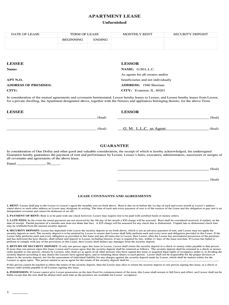 Chicago Apartment Lease Unfurnished Fill Out Sign Online DocHub