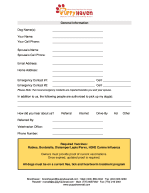 Fillable Online To download the enrollment form - Puppy Haven Fax Email ...