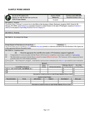 Fillable Online sos wa Sample work order - Washington Secretary of ...