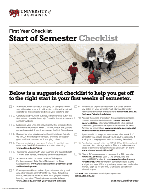 Fillable Online utas edu First Year Checklist - utas edu Fax Email ...