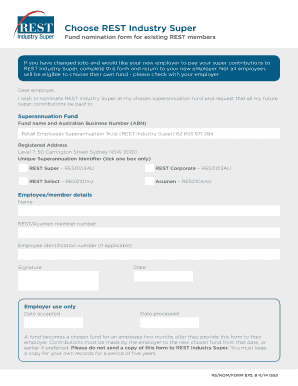 Fillable Online Choose REST Industry Super Fax Email Print - pdfFiller