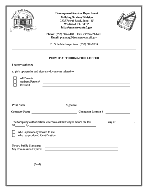 Fillable Online Fillable PERMIT AUTHORIZATION LETTER Fax Email Print ...