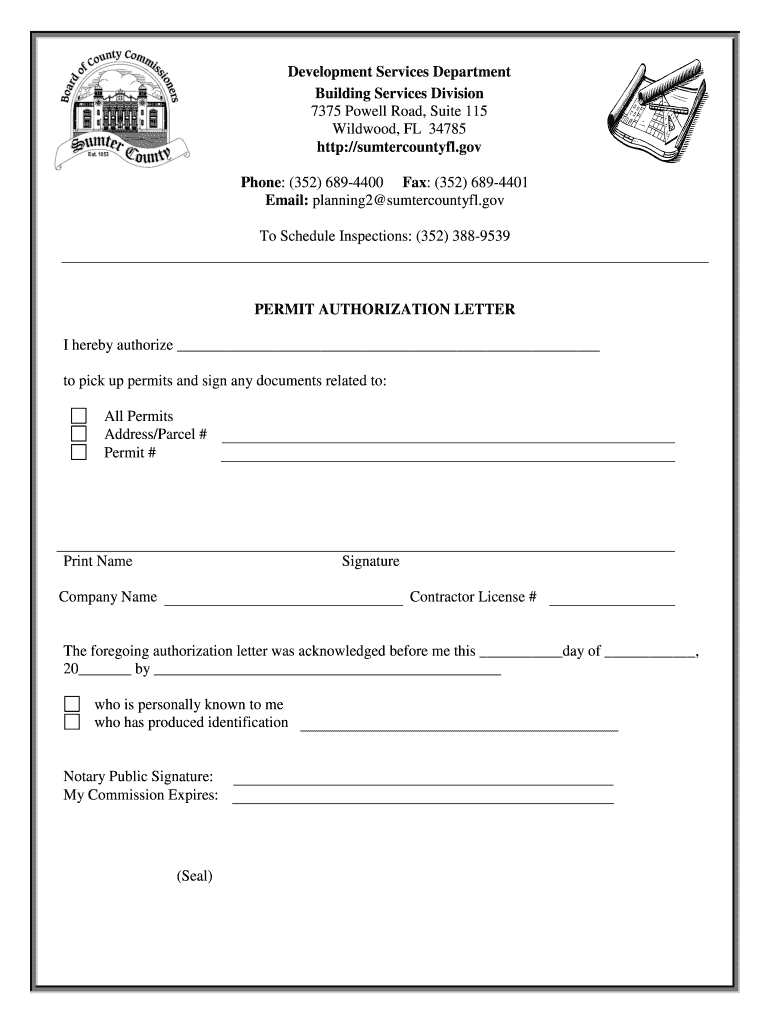 Fillable Online Fillable PERMIT AUTHORIZATION LETTER Fax Email Print ...