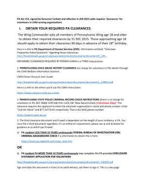 Fillable Online I. OBTAIN YOUR REQUIRED PA CLEARANCES OR Fax Email ...