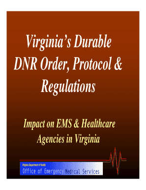 Fillable Online Virginia's Durable DNR Order, Protocol & Regulations ...