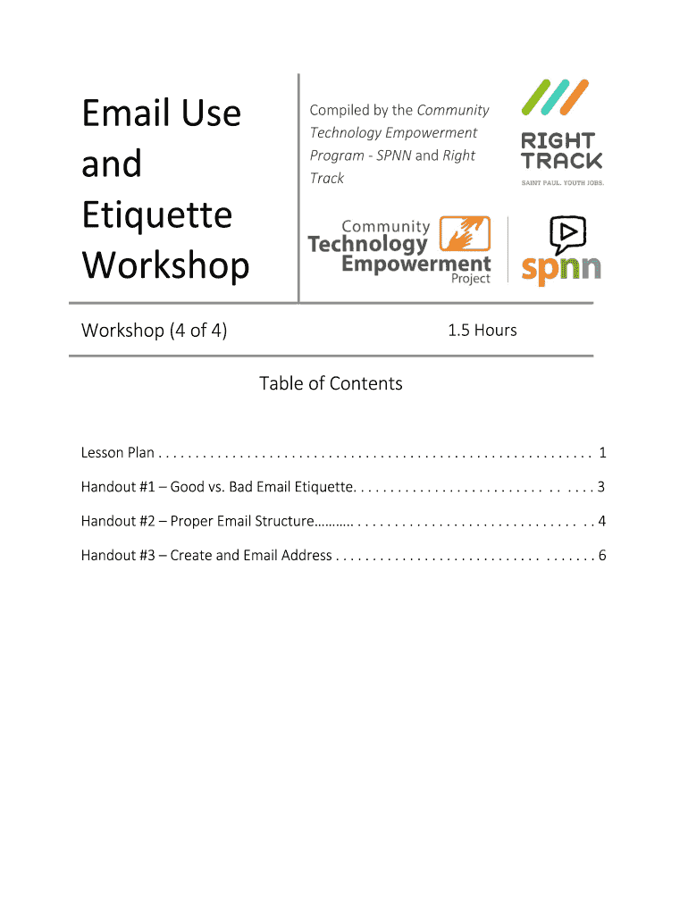 Fillable Online Email Use and Etiquette Workshop. 1.5 Hours Fax Email ...