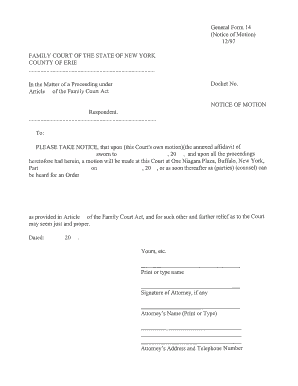 Fillable Online nycourts Notice Of Motion - General Form 14 Fax Email ...