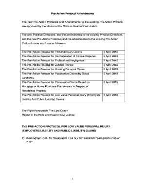 Fillable Online justice gov Pre-action protocol amendments. Procedure ...