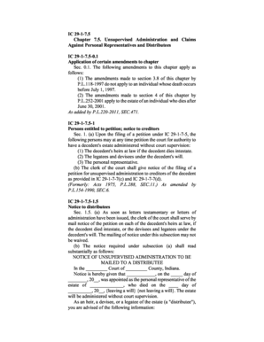 Fillable Online IC 29-1-7.5 Chapter 7.5. Unsupervised Administration ...