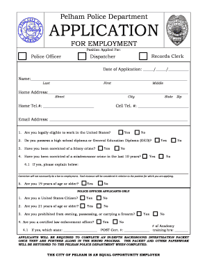 Fillable Online PPD Application for Employment Fax Email Print - pdfFiller