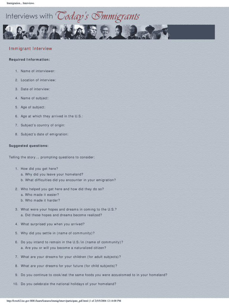 Fillable Online loc Immigration... Interviews - loc Fax Email Print ...