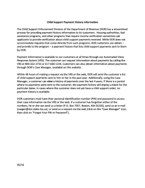 Fillable Online mass Child Support Payment History Information The ...