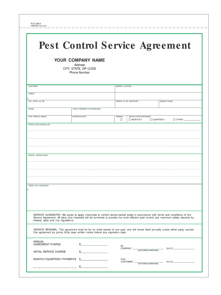Pest Control Contract Template Fill Online Printable Fillable 