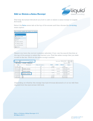 Fillable Online Edit or Delete a Sales Receipt - Liquid Accounts Fax Email Print - pdfFiller