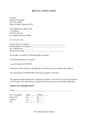 Fillable Online RENTAL APPLICATION Landlord: Damion K Fax Email Print ...