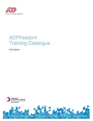 Fillable Online ADPfreedom Training Catalogue 2015 Edition ADP and the ...
