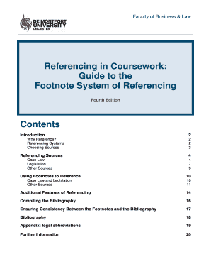 Fillable Online Referencing in CourseworkFootnotes Fax Email Print ...