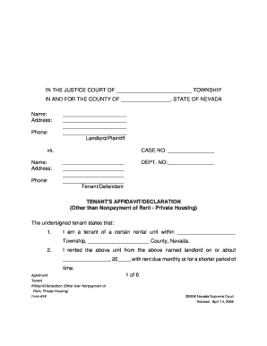 Fillable Online TENANT'S AFFIDAVIT/DECLARATION Fax Email Print - pdfFiller