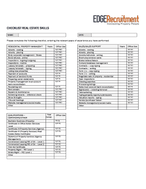 Fillable Online Checklists of candidate knowledge UPDATE Fax Email ...