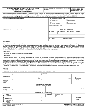 Fillable Online gsa Performance bond for other than construction ...