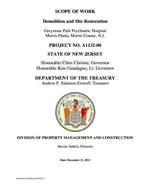 Fillable Online nj SCOPE OF WORK Demolition and Site Restoration ...