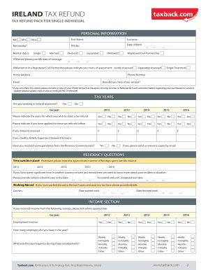 Fillable Online TAX REFUND PACK FOR SINGLE INDIVIDUAL Fax Email Print ...