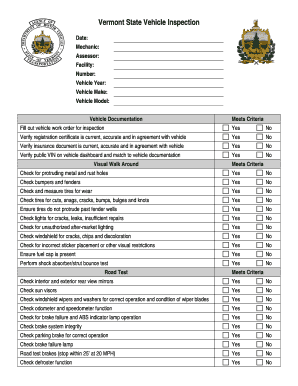 Fillable Online dmv vermont Vermont State Vehicle Inspection Fax Email ...