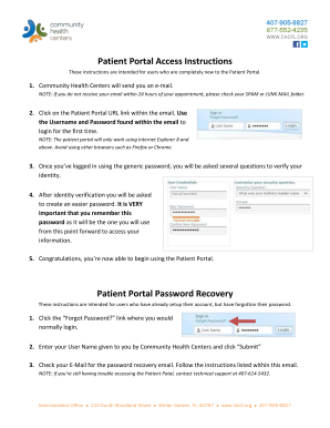 Fillable Online Patient Portal Access Instructions Fax Email Print ...